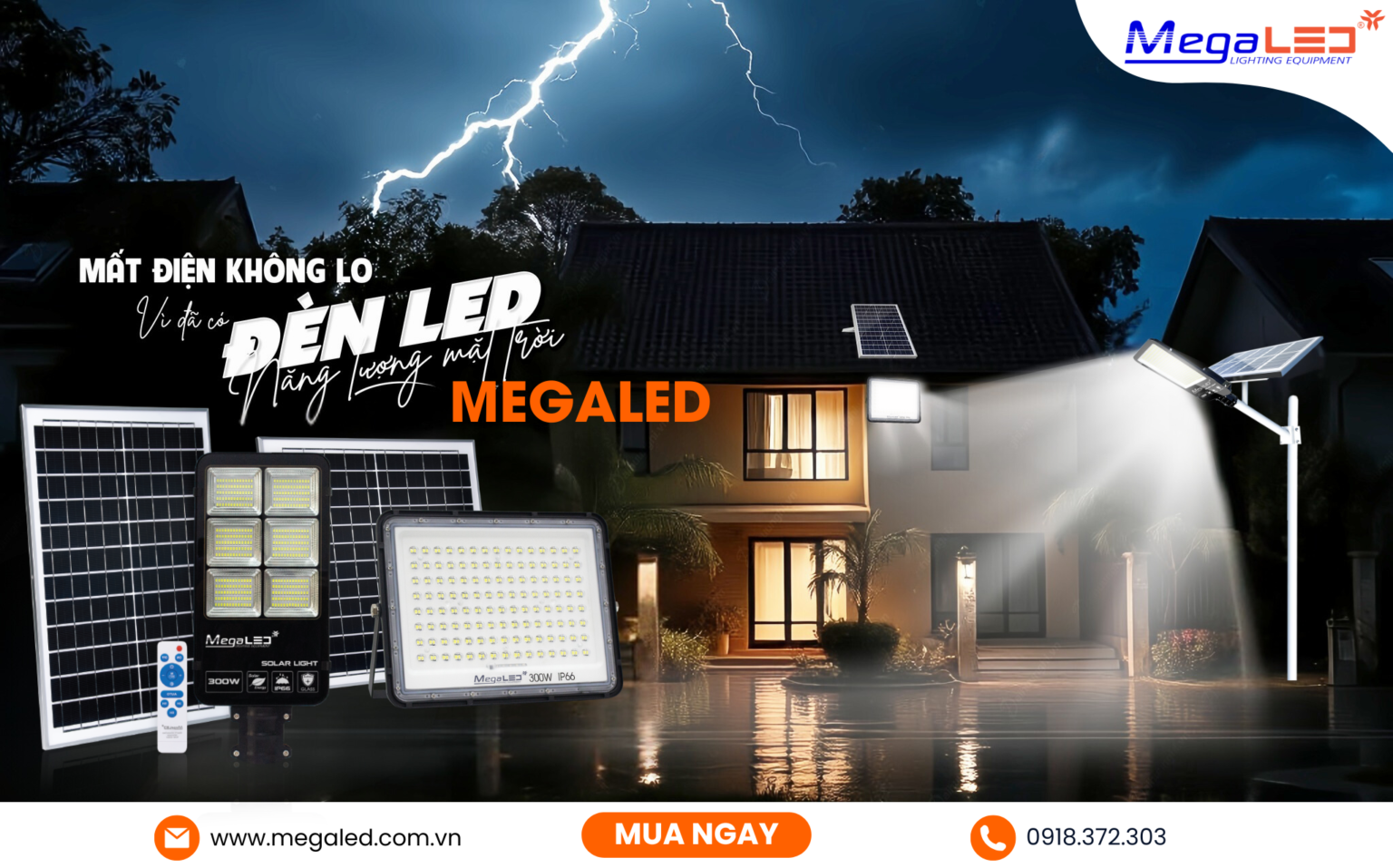 🌟 MẤT ĐIỆN KHÔNG LO! 💡 VÌ ĐÃ CÓ ĐÈN NĂNG LƯỢNG MẶT TRỜI MEGALED - MegaLed